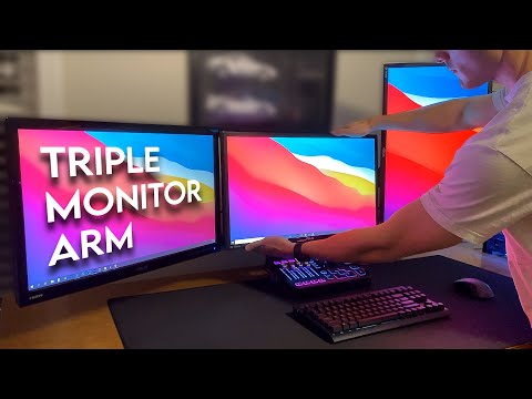 The Best Triple Monitor Arm - Install & First Impressions (MOUNTUP)