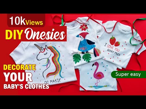 4 *Amazing* Fabric painting | DIY Onesies | Fabric Painting on Baby Clothes | FABRIC PAINTING IDEAS