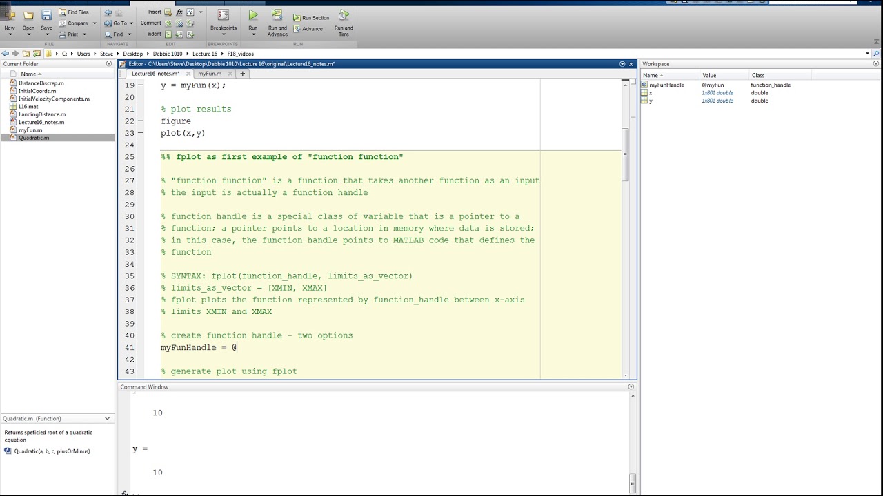 2 function functions, function handles, fplot