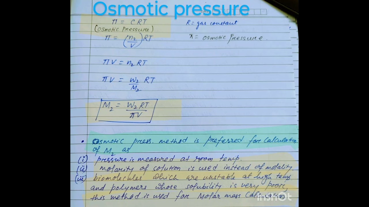 Osmotic pressure , 12 chemistry notes , solution notes
