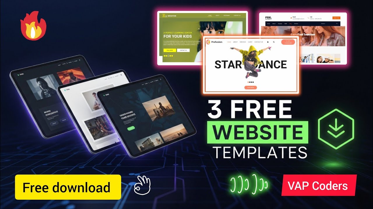 3 Free Website Templates with Source Code | Download on GitHub