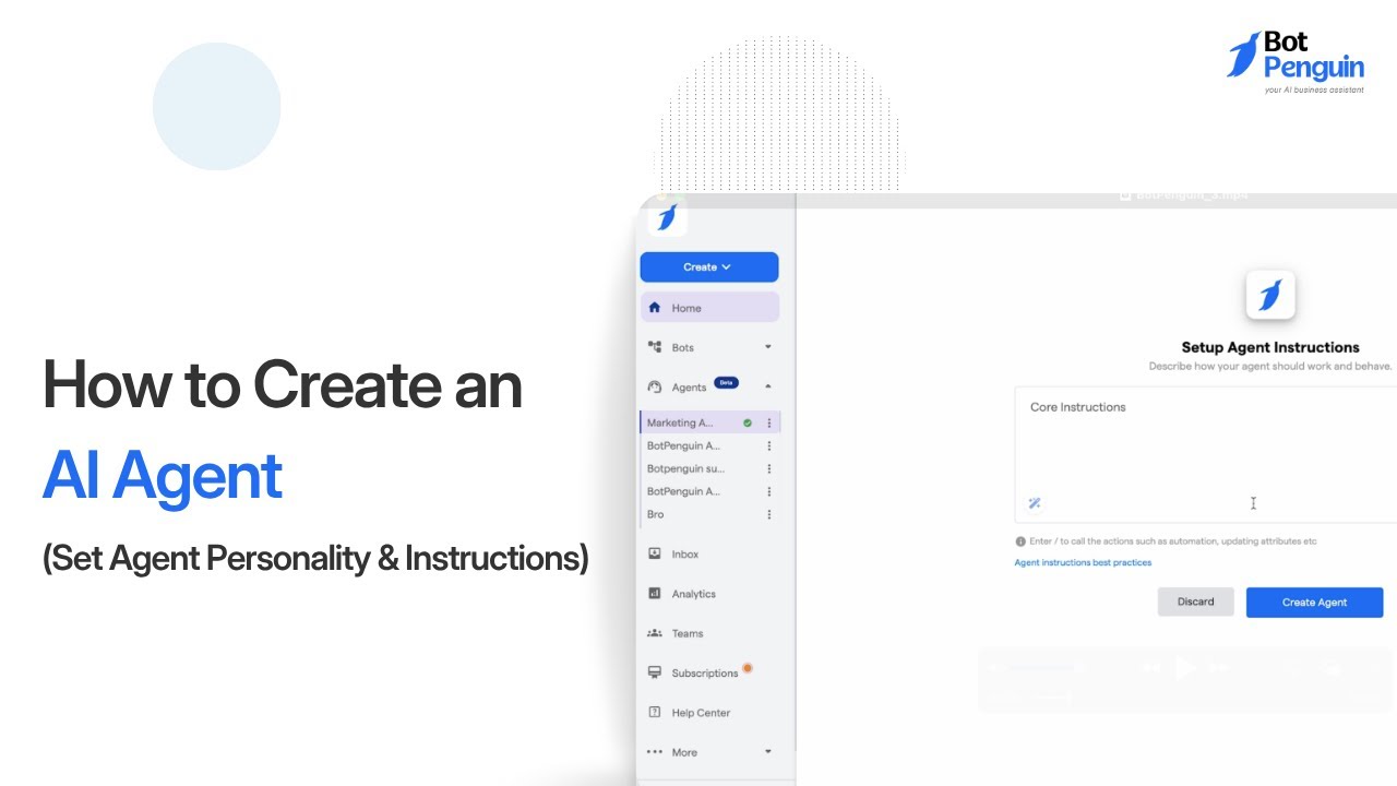 How to Create an AI Agent and Set Agent Personality & Instructions || BotPenguin