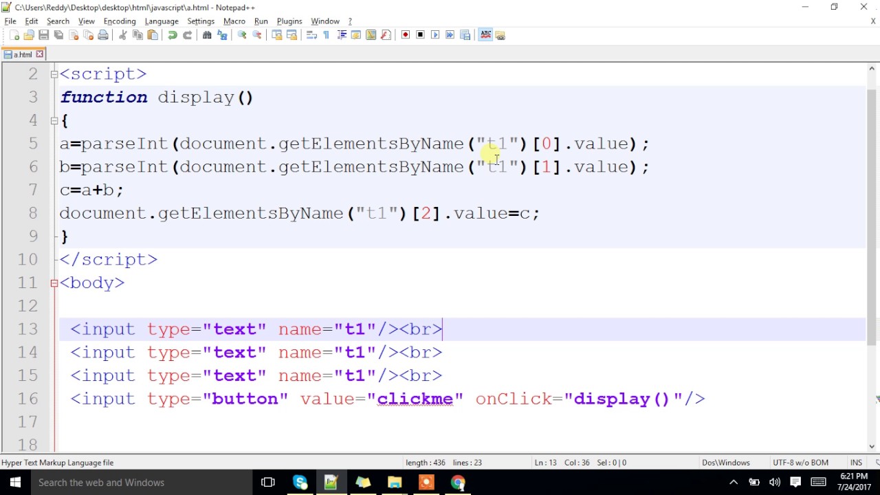 what is document.getElementsByName() in javascript explained with example