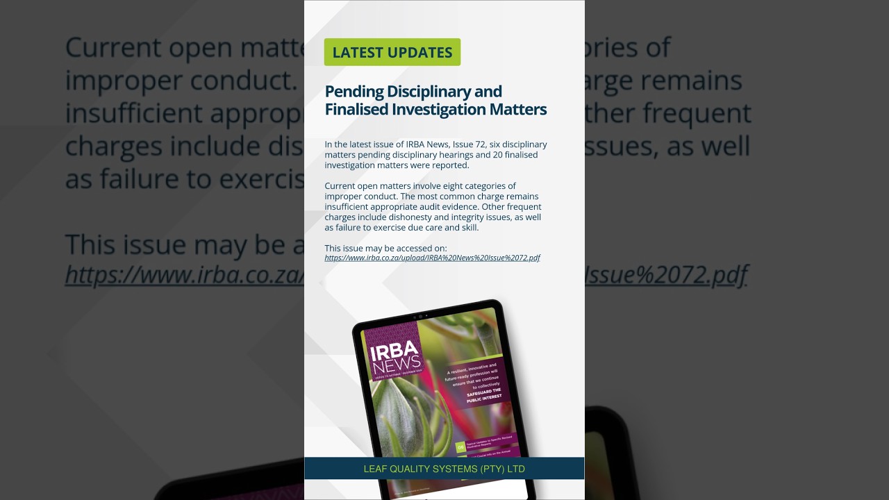 Pending Disciplinary and Finalised Investigation Matters