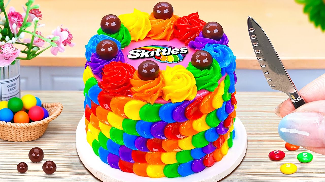 Vibrant Mini Rainbow Layer Cake 🌈 Simple And Fun Miniature Rainbow Cake Recipe ⭐ The Cake Corner