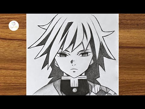 How to Draw Giyu Tomioka from Demon Slayer || How to draw anime boy || Anime drawing for beginners