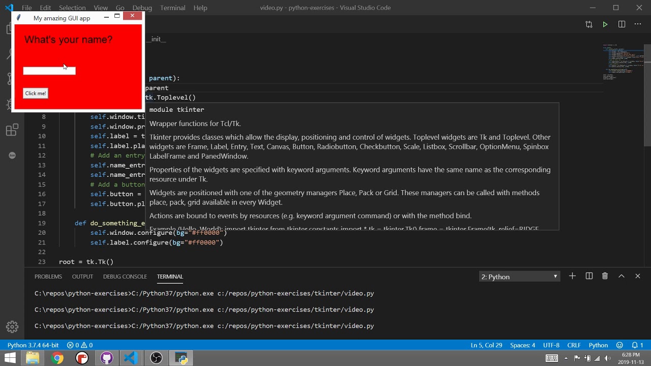 Tkinter 03 entry box (text input)