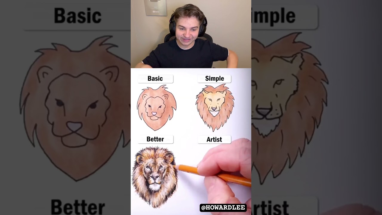 How To Draw Lion Noob Vs Pro