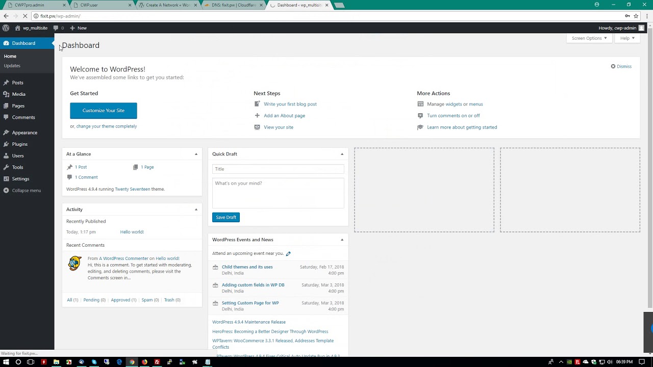 How to install wordpress MULTISITE with CWP