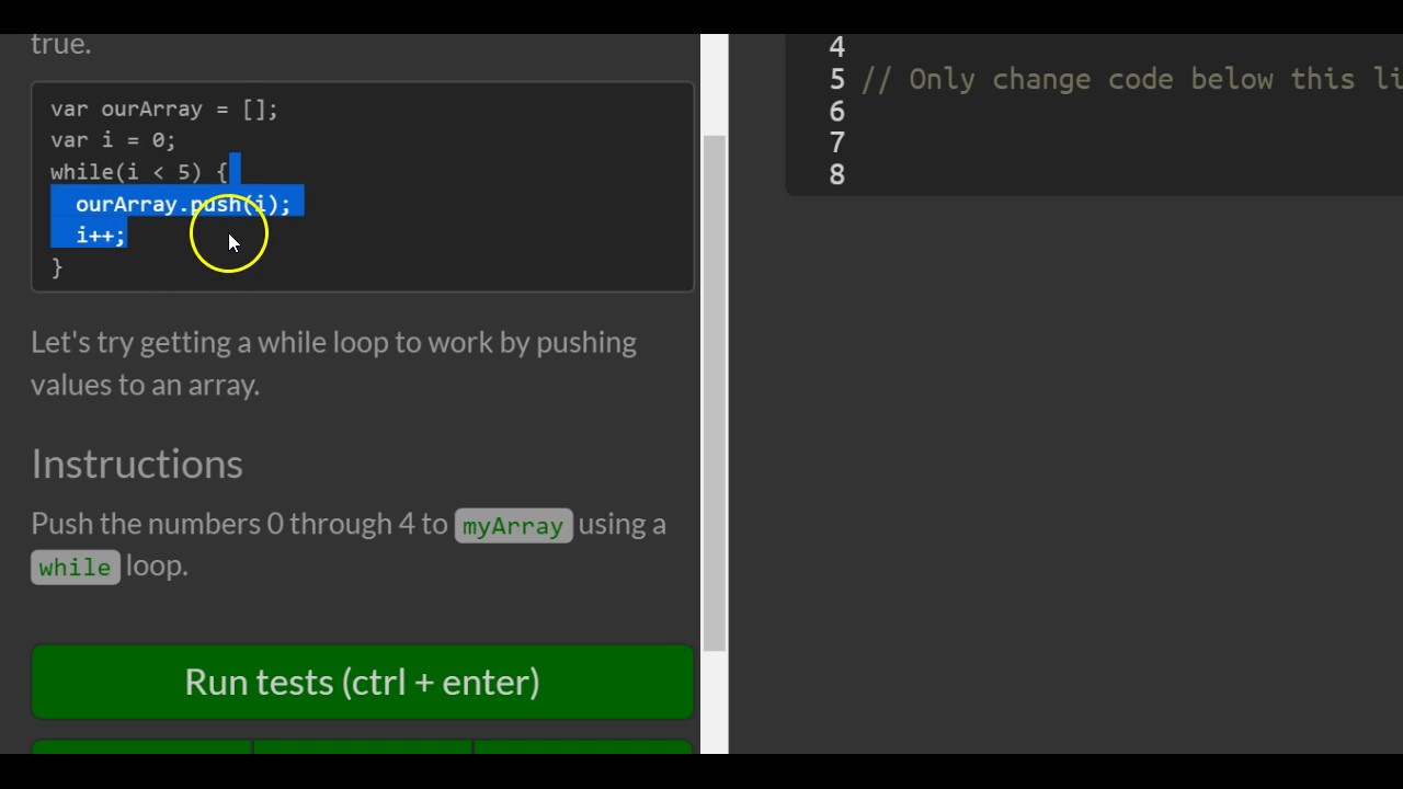Iterate with Javascript While Loop, freeCodeCamp Basic Javascript