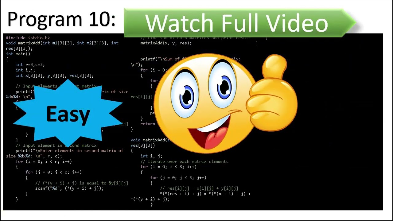 C Program to  Add Matrix using Pointers in Function   Pointers