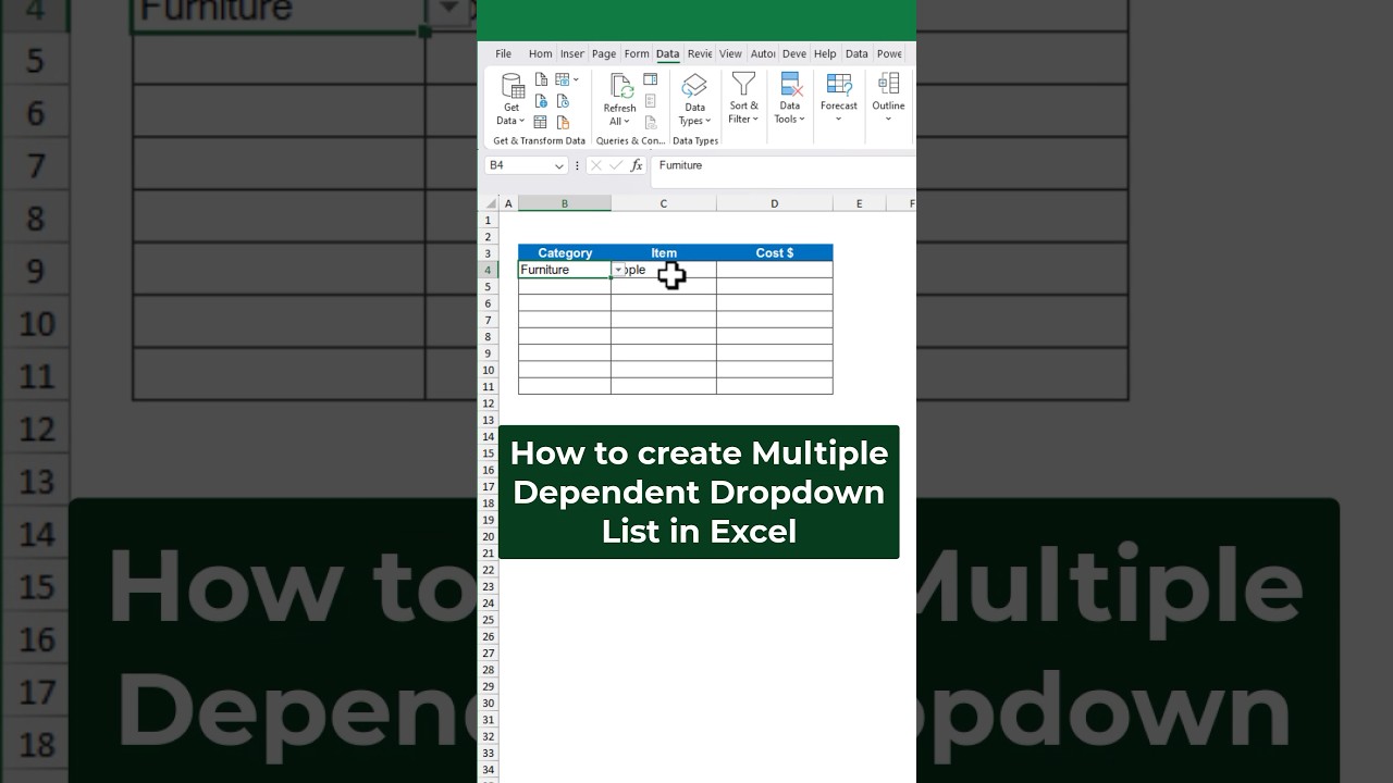 Multiple Dependent Drop Down List In Excel! Learn this in one minute! 😎 #excel #exceltips