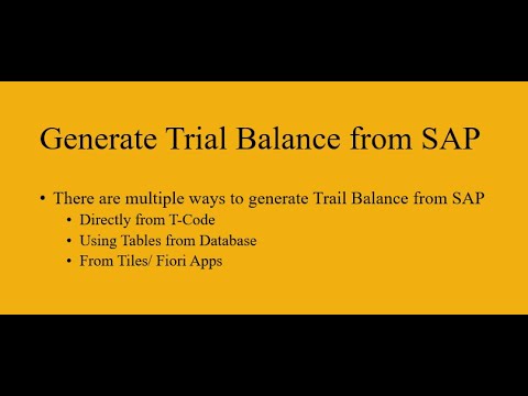 How to Generate Trial Balance from SAP