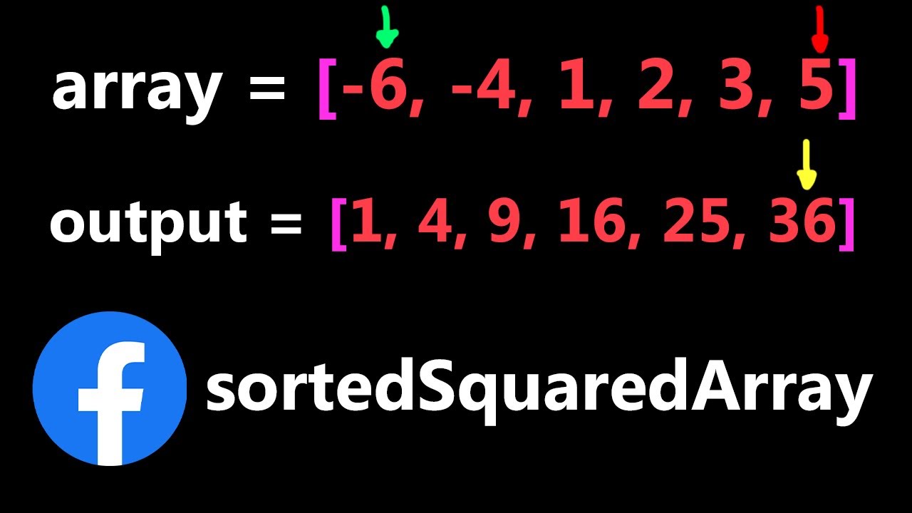 Facebook Coding Interview Question - sortedSquaredArray