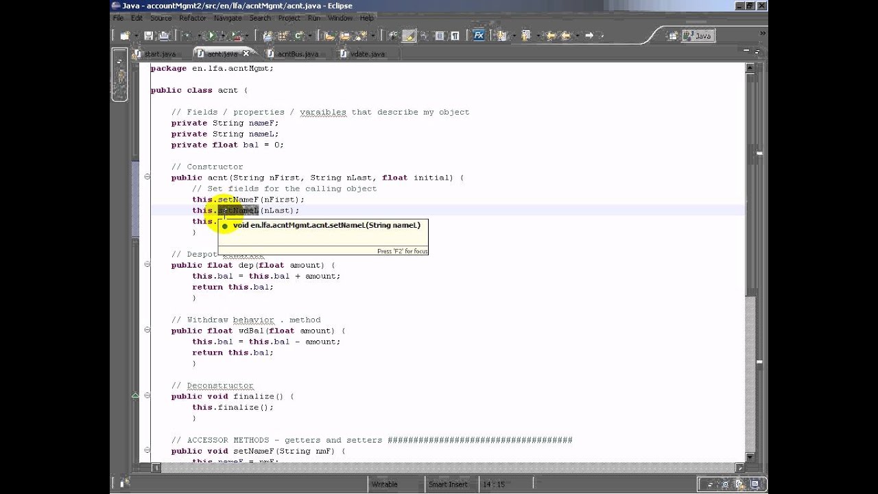 Java w/ Eclipse 35 - Bank Program Part 21