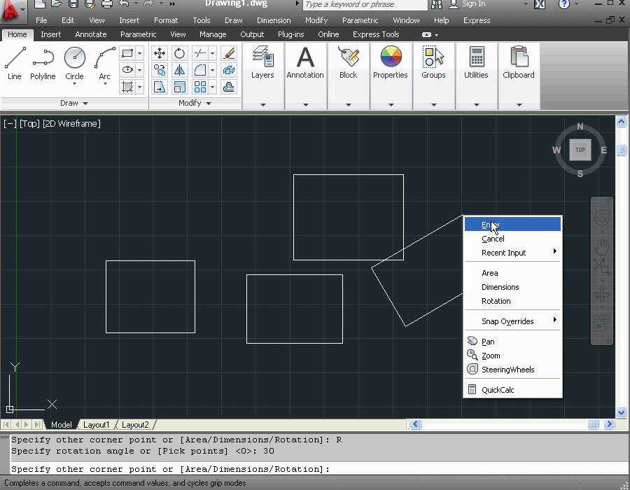 Learn AutoCAD 2012  Video Tutorial - basic training- use the rectangle tool