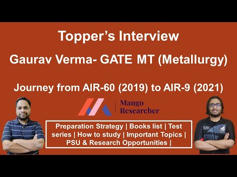 Topper's Interview | Gaurav Verma | GATE AIR 9 Metallurgical Engineering | Mango Researcher