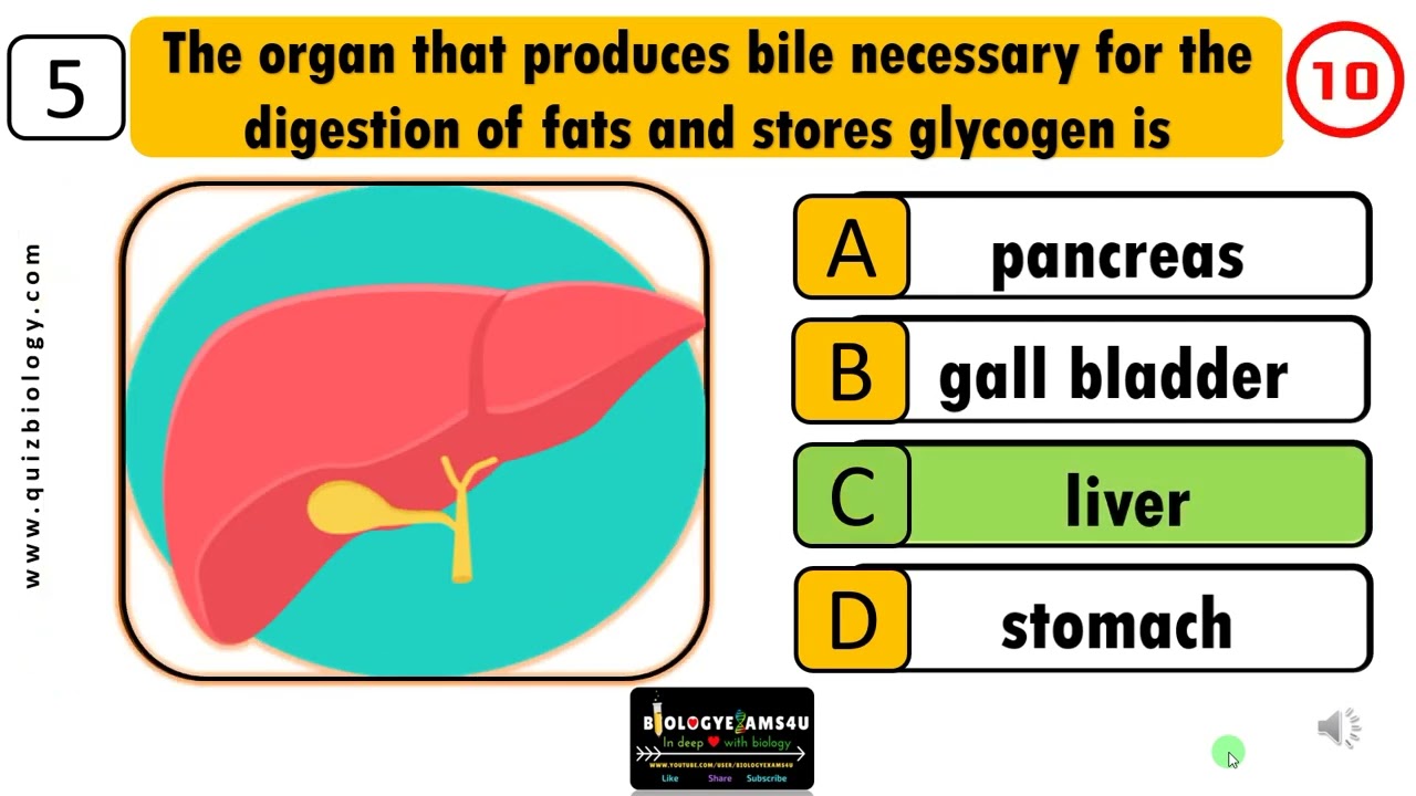 Digestive System Trivia Quiz | Human Physiology Quiz | Digestive System Quiz -Parts and Function
