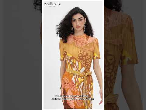 Artistic Floral Print Pleated Dress