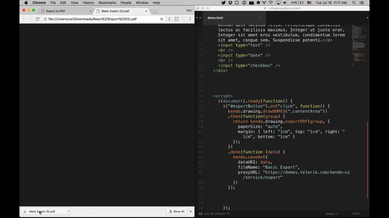 Kendo UI DevChat: Export HTML and UI Widgets to PDF with JavaScript