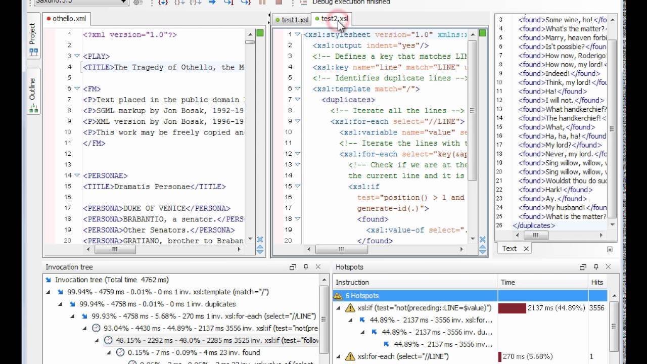 XSLT Profiling in Oxygen XML Editor 13.1