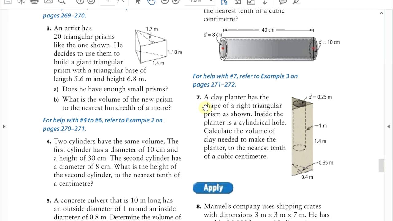 7.4: Solving Problems Involving Prisms and Cylinders