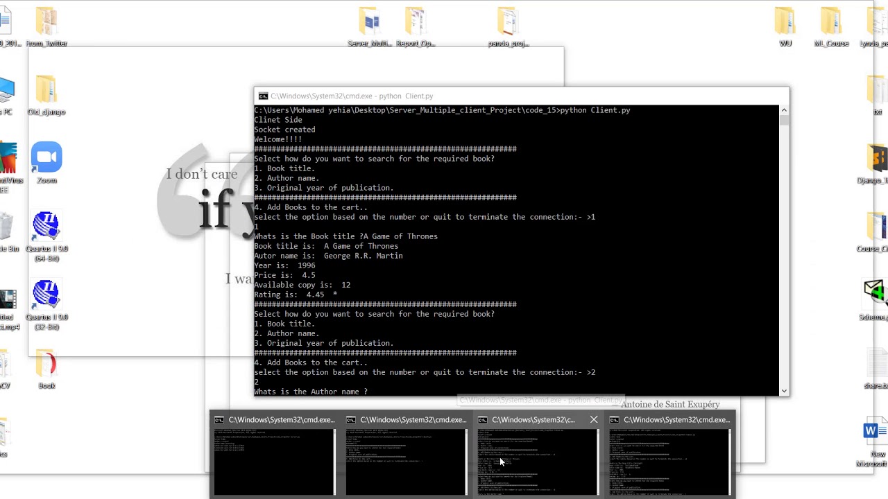 Server with multiple clients (Multi-threading) using Python