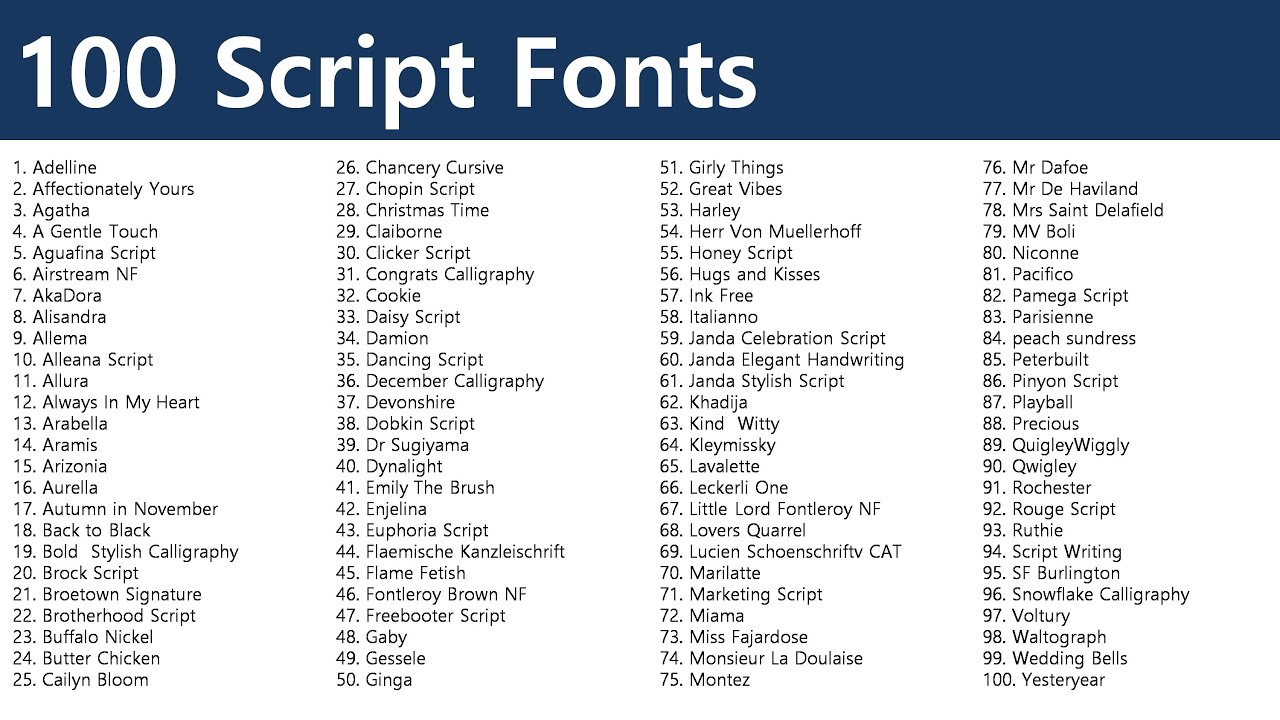 100 Script Fonts  free download Henry