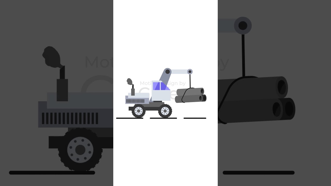Crane Lifting Pipes Industrial Vector Motion On Transparent Background #animation