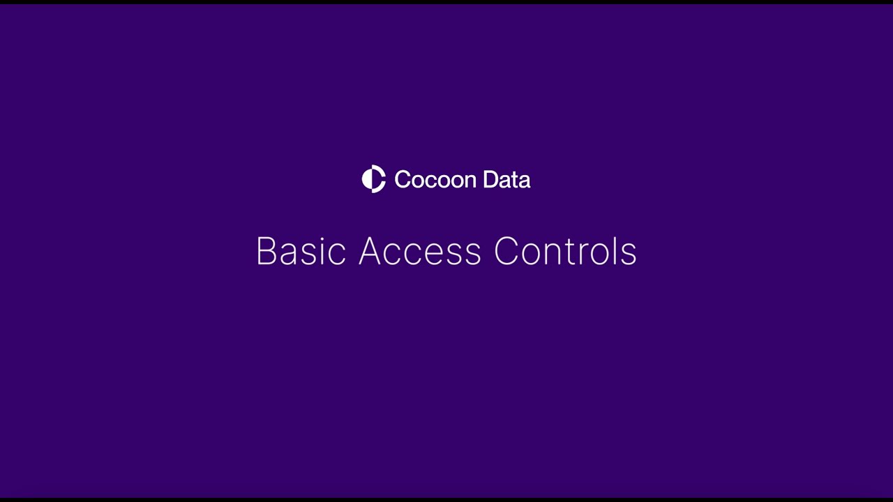 Cocoon Data: Basic Access Controls