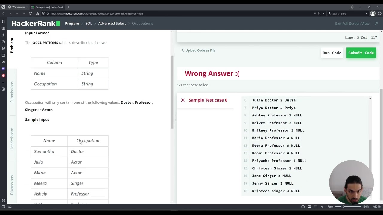 Occupations | SQL Advanced Select | HackerRank Solution