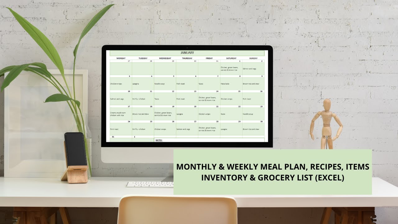 Excel Food Planner Tutorial - Etsy