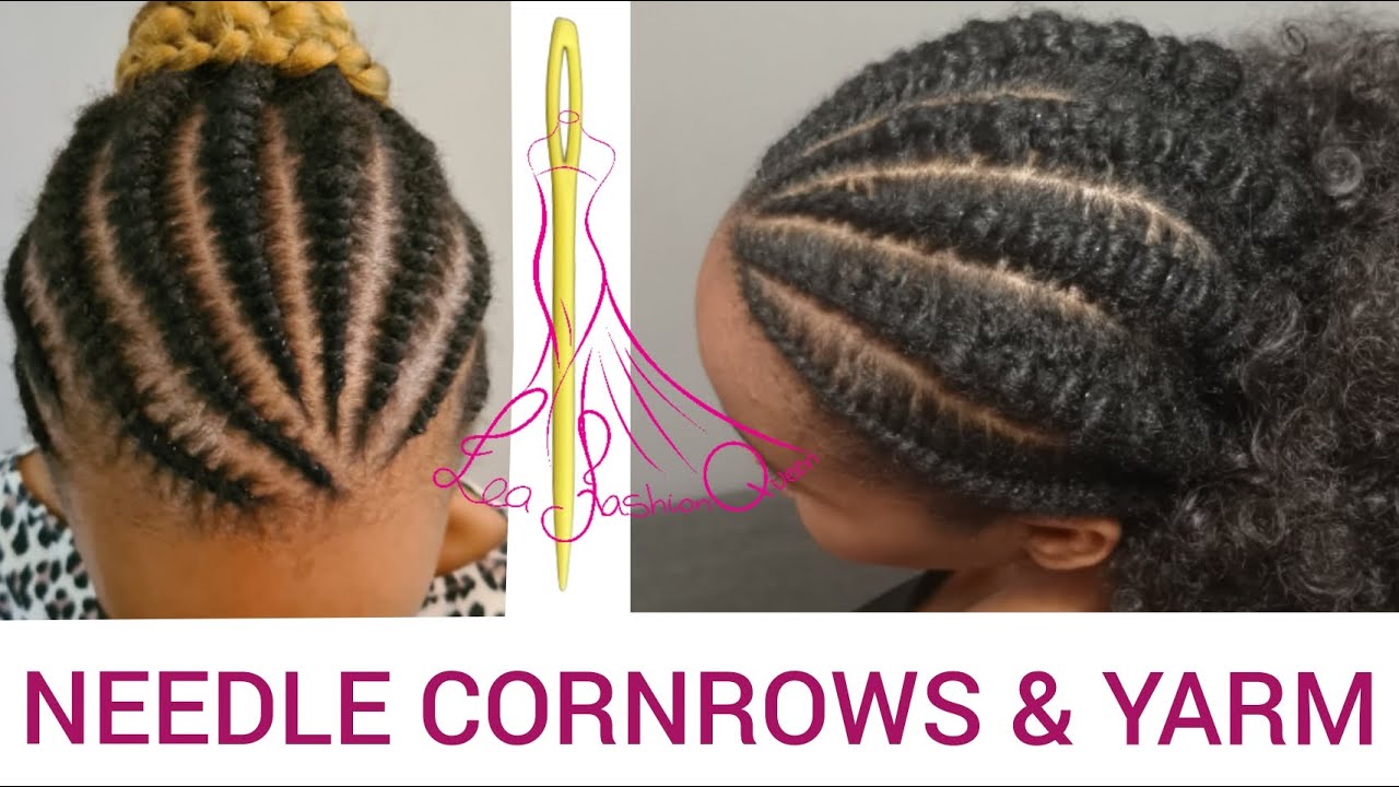 Tresses à l'africaine N°12 : Tresses au fil collées (needle and yarn ...