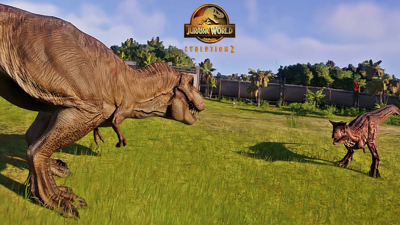 T Rex vs Carnotaurus Battle | Jurassic World Evolution 2