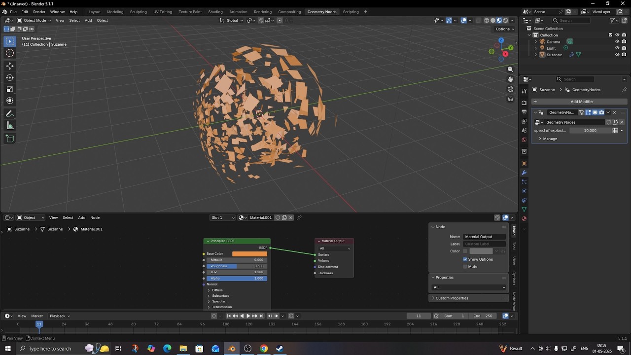 Geo nodes tutorial part 8 | How to make dynamic explosion.