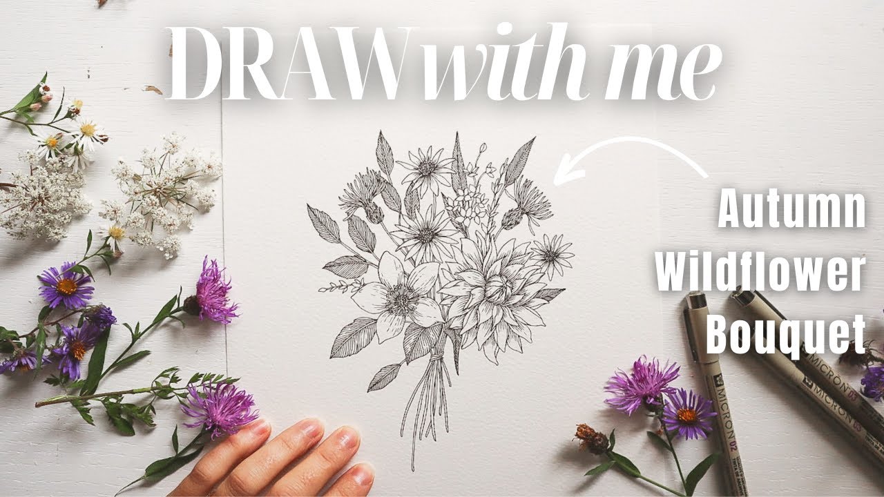 Draw a Flower Bouquet ❃ Autumn Wildflower Drawing Tutorial