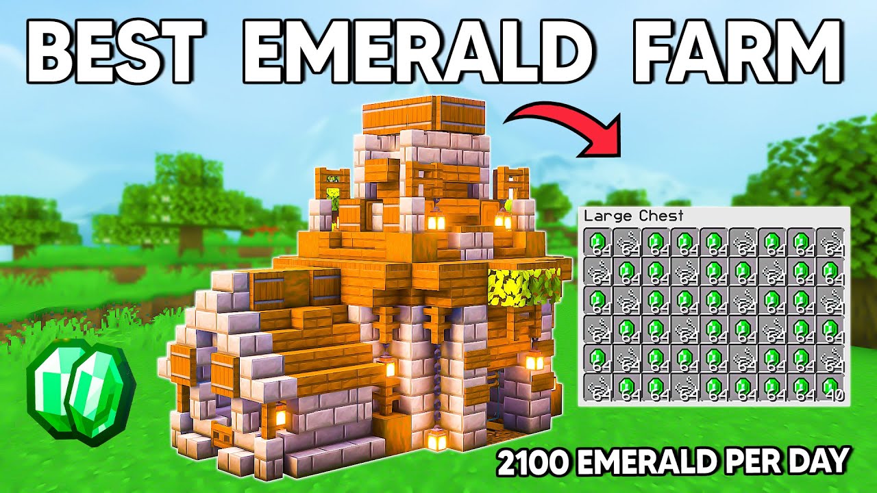 EFFORTLESS AUTOMATIC Emerald Farm Minecraft Java 1.21 - Minecraft Builders
