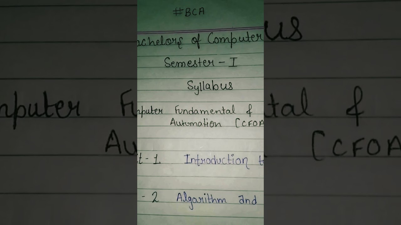 #BCA semester-1 syllabus 😊 Computer fundamental & Office automation (CFOA) Code (103) #viralshort