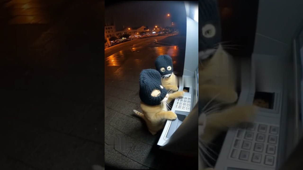 ATM camera captures the cutest thief: a cat and its kibble!