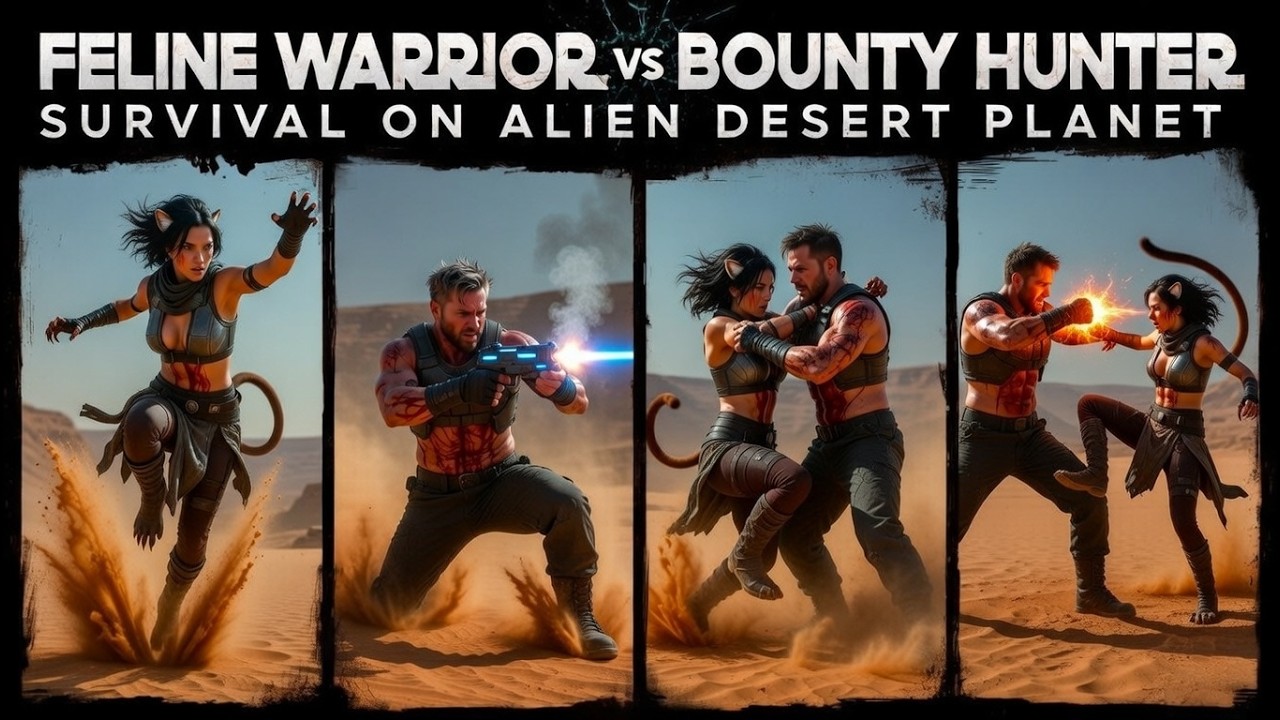 Feline Warrior vs Bounty Hunter: Survival on Alien Desert Planet | Sci-Fi Short Film