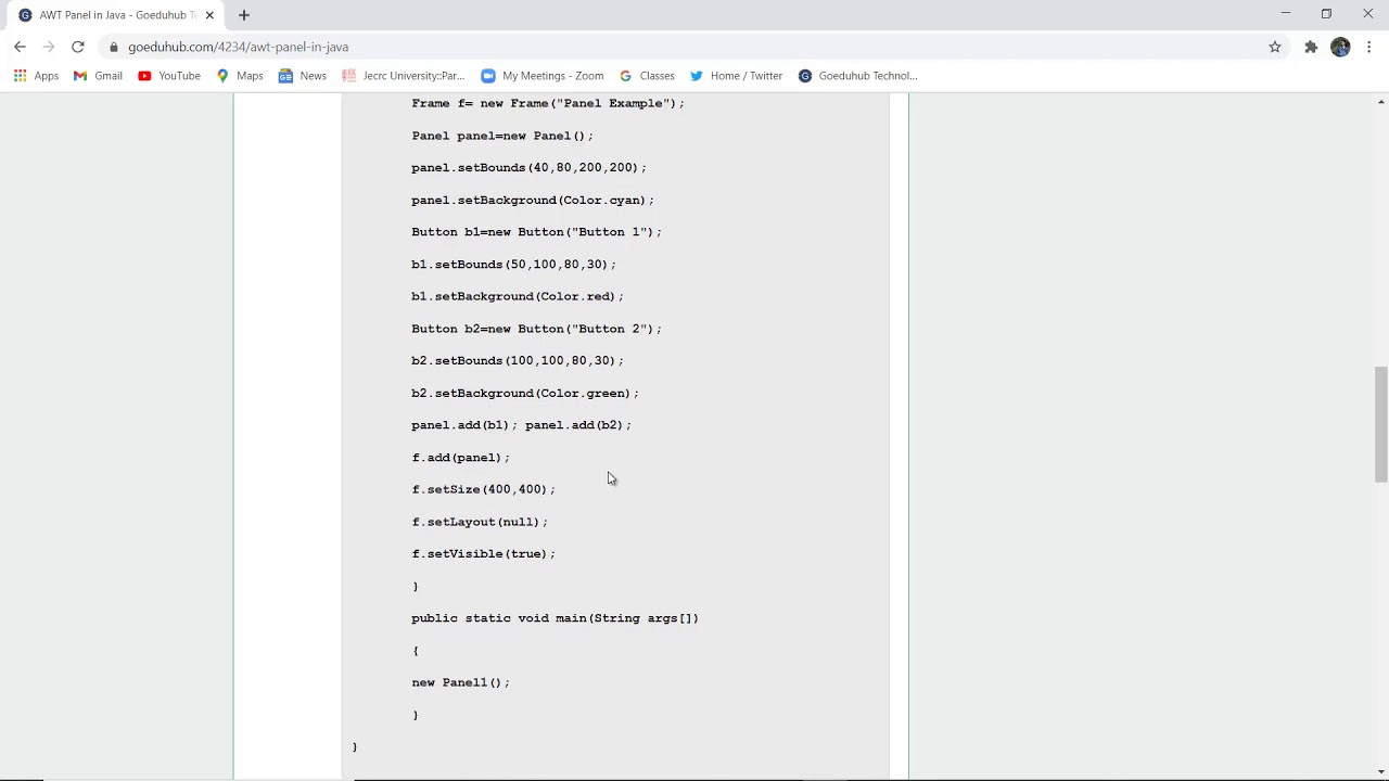 AWT Panel in Java | Panels in Java Example