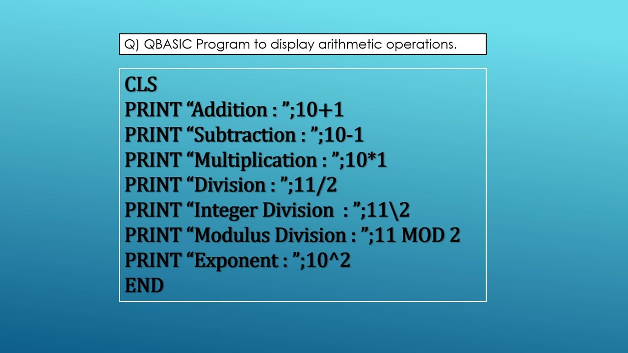 Qbasic Tutorial - Arithmetic Operators - Part 8
