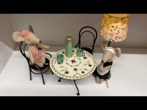 Maileg dining table and chairs with the cutest maid and sister mice.