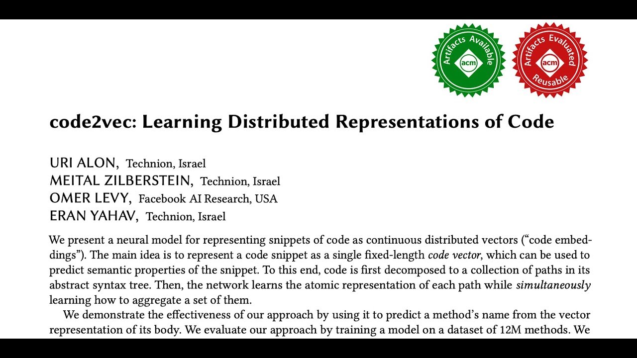 Read a paper: Code2Vec -- Learning Distributed Representations of Code