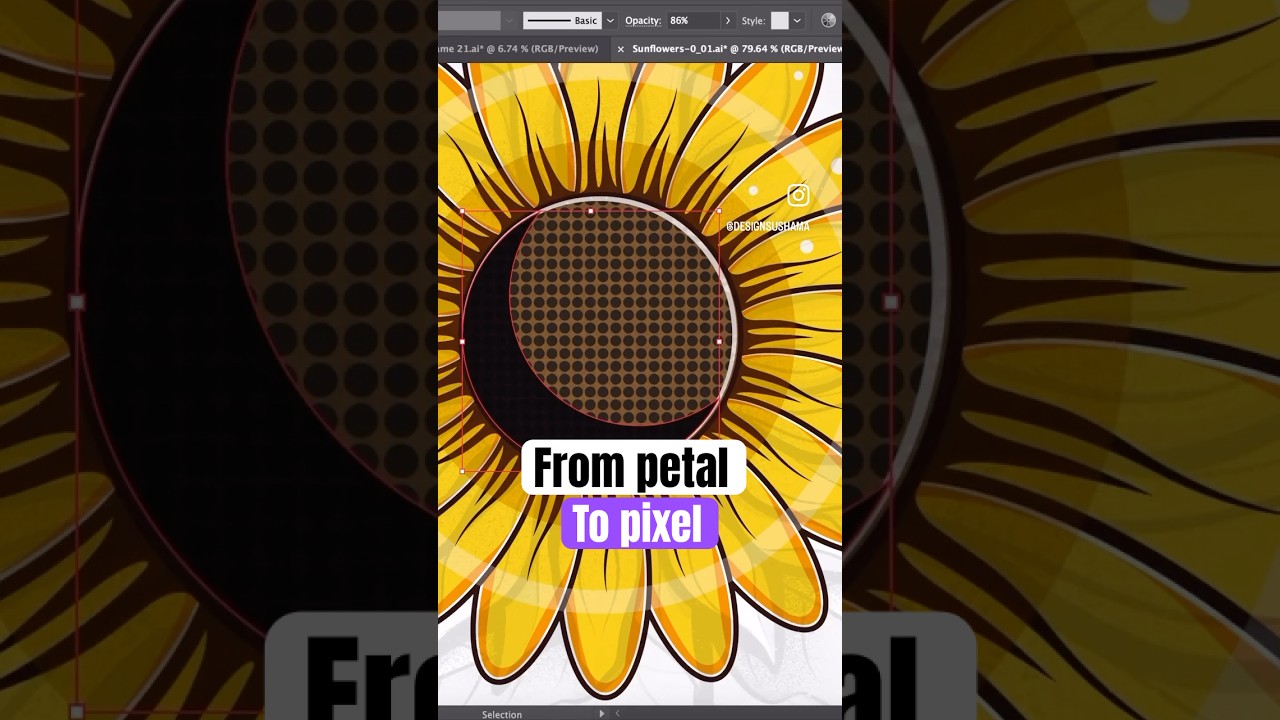 Watch me grow the sunflower digitally in Adobe Illustrator! #adobeillustrator #illustration #vector