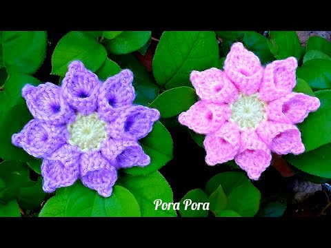 Crochet Flower I Crochet 8 Petals Flower I Crochet 3D Flower