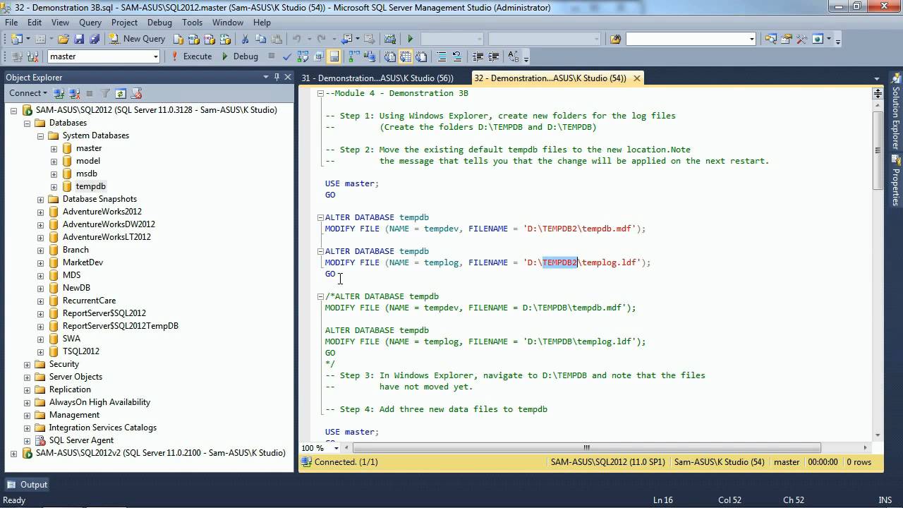 Administering Microsoft SQL Server 2012: Moving Database Files
