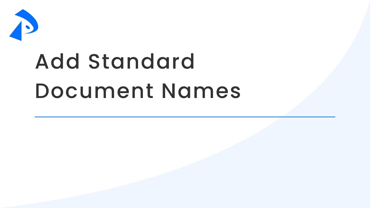 Add Standard Document Names (Account Setup Wizard)