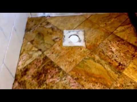 Granite floor tile installation complete