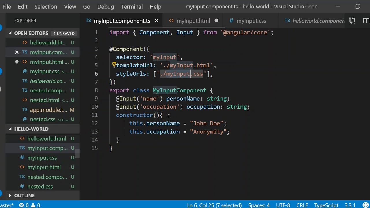 Angular 7 - Inputs - Passing Data to Component
